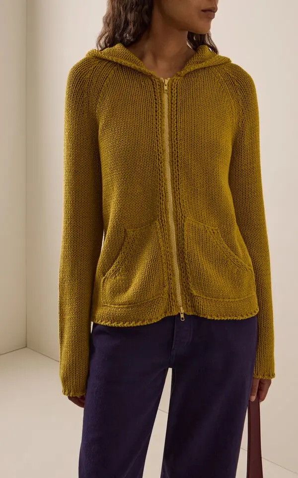 Still Here Bear Zip-up Cotton Sweater