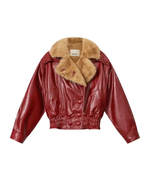Isabel Marant Étoile Valina Leather Coat - Deep Red