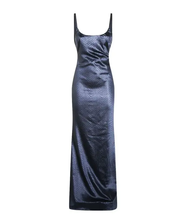 Elisabetta Franchi Bow-back Satin Maxi Dress - Blue