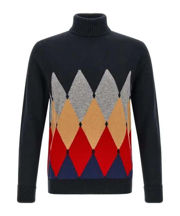 BALLANTYNE Diamond Intarsia Turtleneck Sweater
