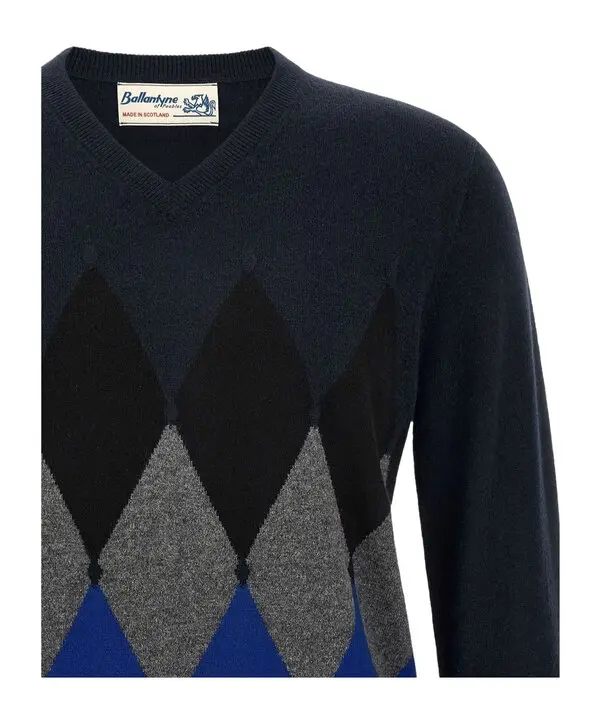 BALLANTYNE Diamond Intarsia Knitted Sweater