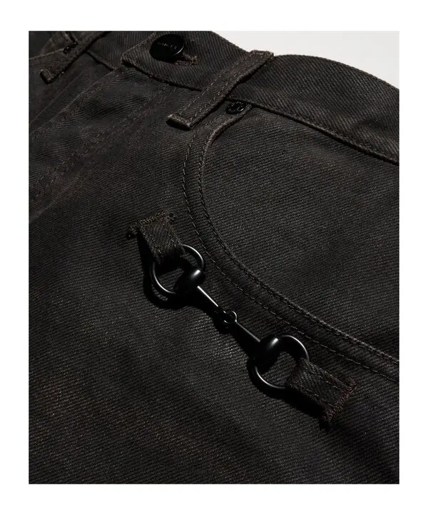 Gucci Flared Cotton Denim Pants With Horsebit