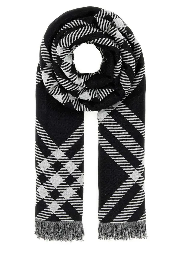 Burberry Embroidered Wool Blend Scarf
