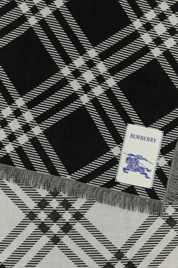 Burberry Embroidered Wool Blend Scarf