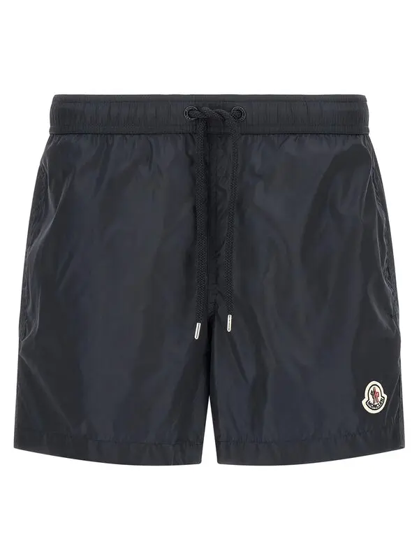 Moncler Logo Patch Swim Shorts - Blue