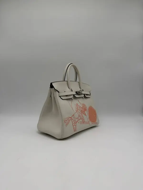 Hermès Birkin In And Out Blanc/orange Swift Palladium Hardware