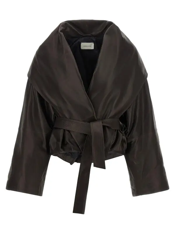 Magda Butrym Shawl Collar Leather Jacket