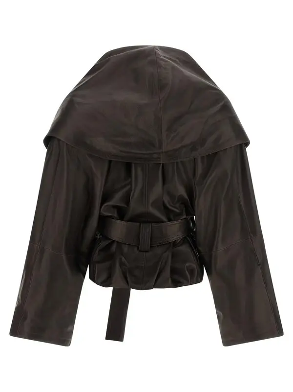 Magda Butrym Shawl Collar Leather Jacket