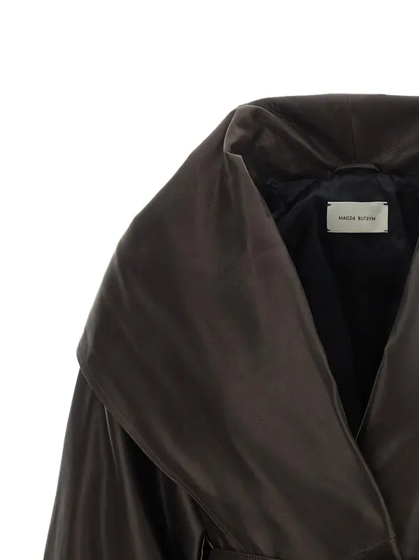 Magda Butrym Shawl Collar Leather Jacket
