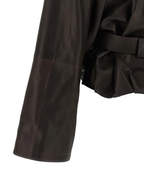 Magda Butrym Shawl Collar Leather Jacket