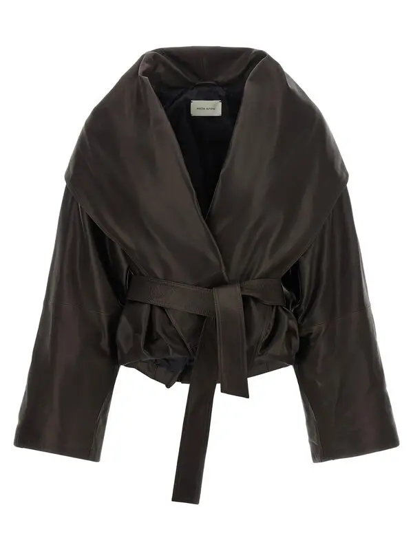 Magda Butrym Shawl Collar Leather Jacket - Brown