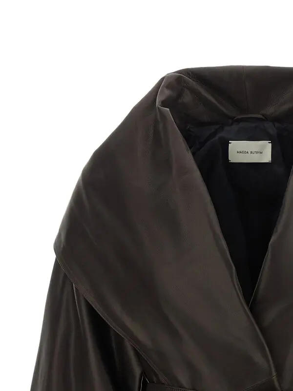 Magda Butrym Shawl Collar Leather Jacket