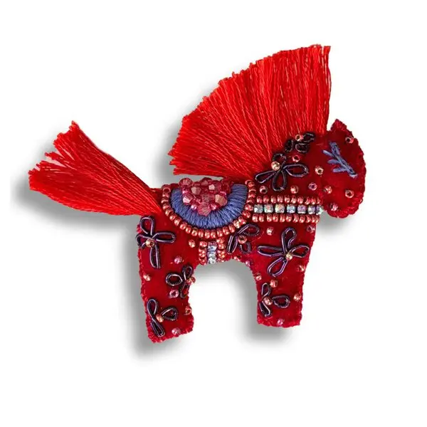 VETKA Handmade Horse Brooch- Fire Horse