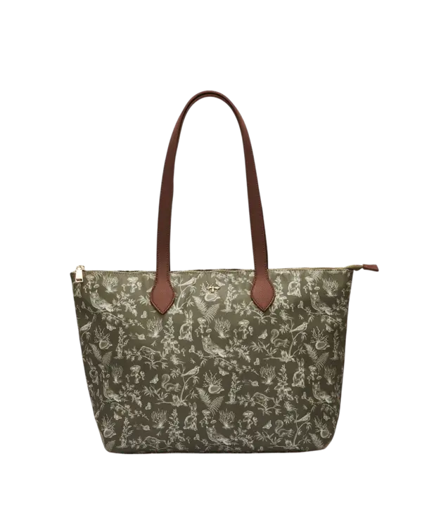 FABLE ENGLAND Edith Orla Scene Print Tote Bag In Khaki