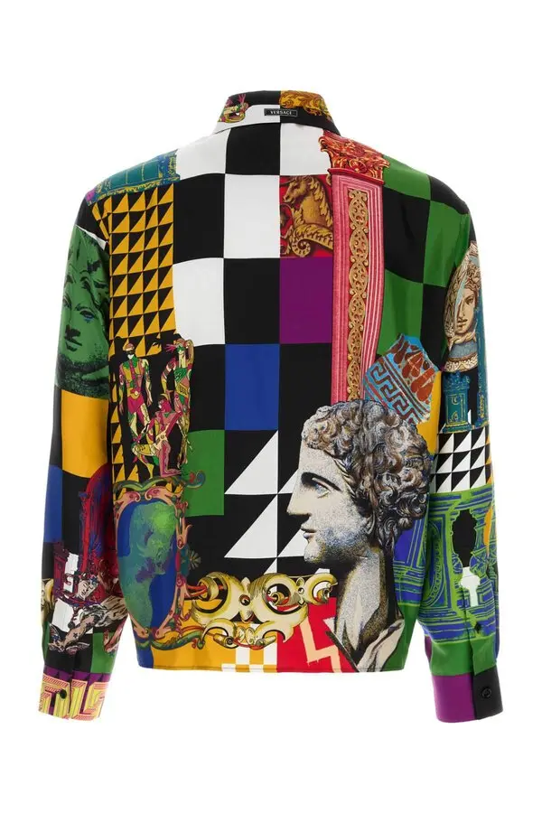 Versace Informal Shirt Silk Twill Print Medusa Collage