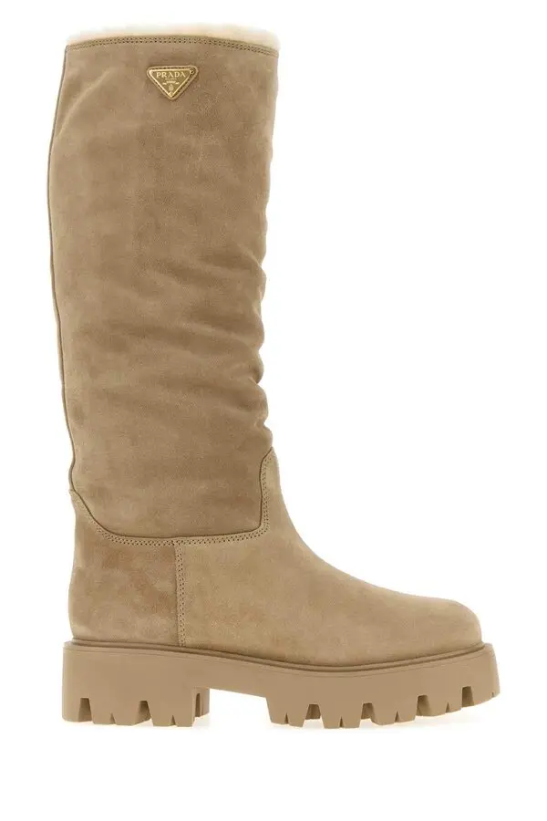 Prada Sand Suede Boots - Brown