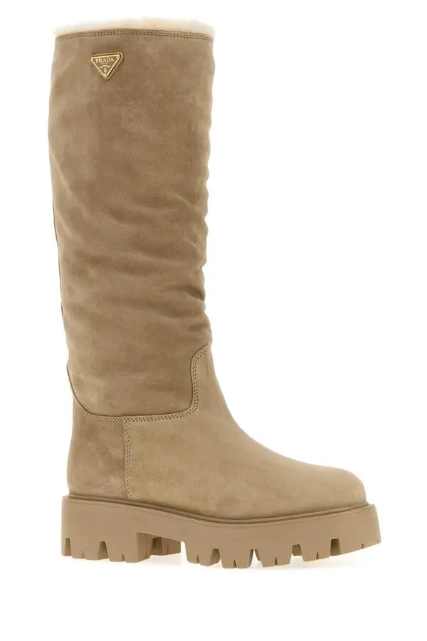 Prada Sand Suede Boots - Brown