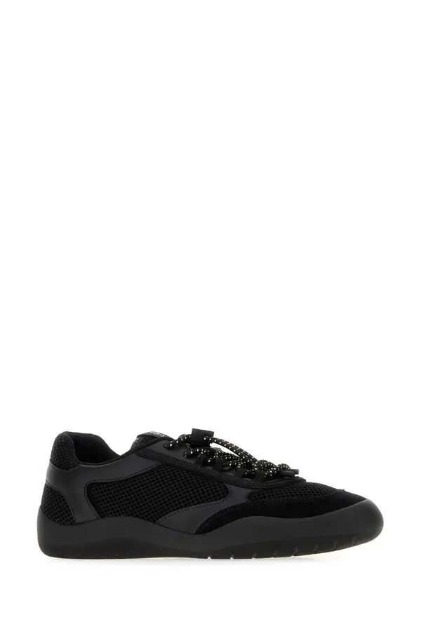 Prada Mesh And Leather Speedrock Sneakers - Black