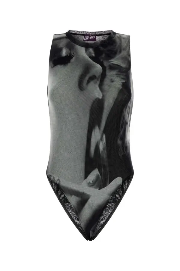 JEAN PAUL GAULTIER Printed Tulle Bodysuit - Multicolor