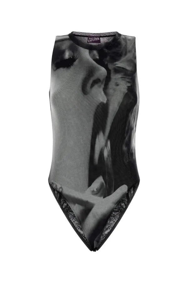 JEAN PAUL GAULTIER Printed Tulle Bodysuit - Multicolor