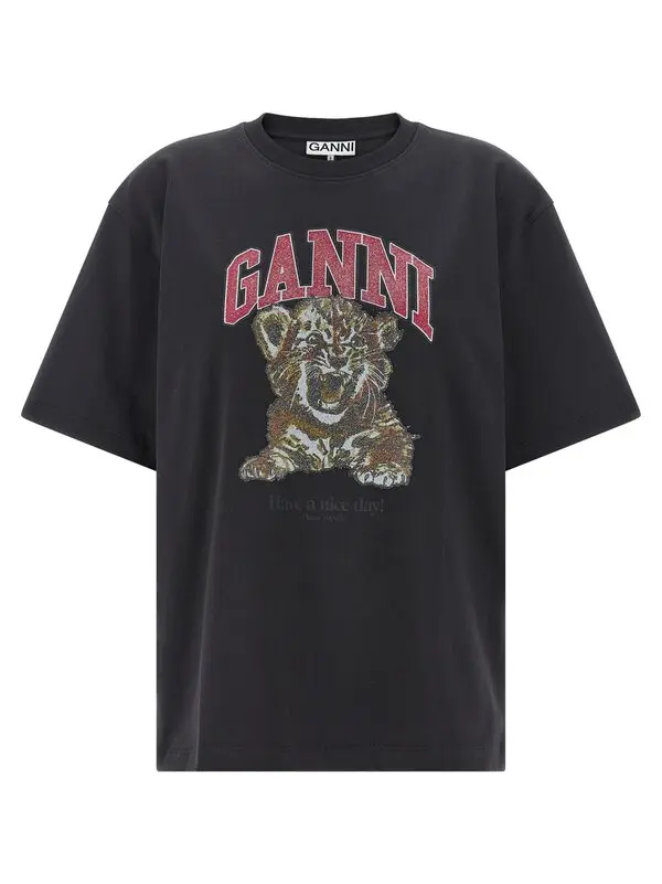 GANNI Tiger' T-shirt - Black