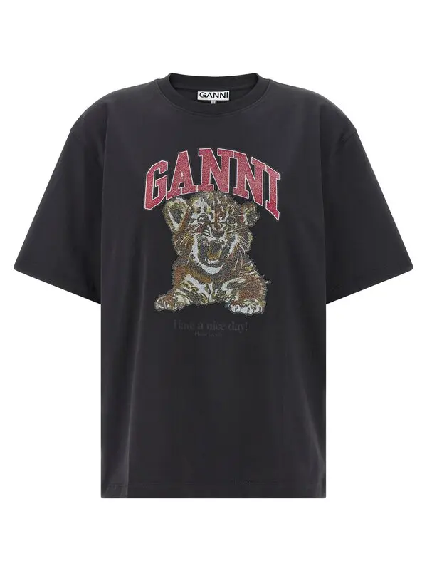 GANNI Tiger' T-shirt - Black