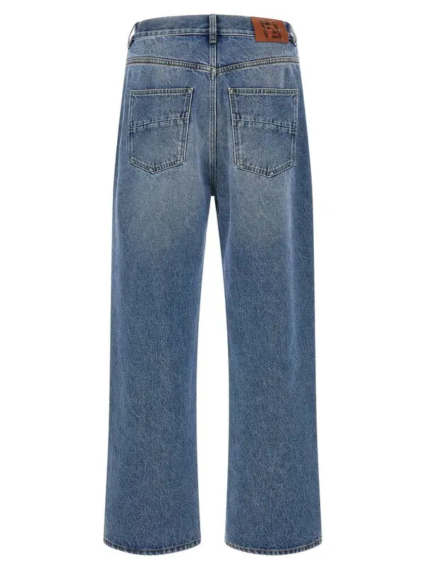 Fendi Ff' Patch Jeans Saddlery - Blue