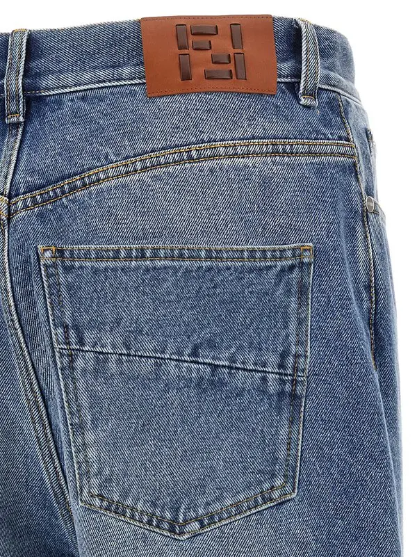 Fendi Ff' Patch Jeans Saddlery - Blue
