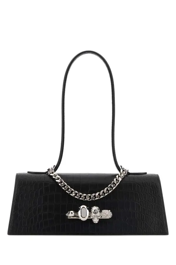 Alexander McQueen Leather Jewelled Shoulder Bag - Black