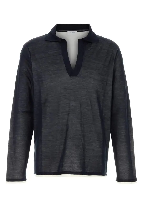 FERRAGAMO Midnight Silk Polo Shirt