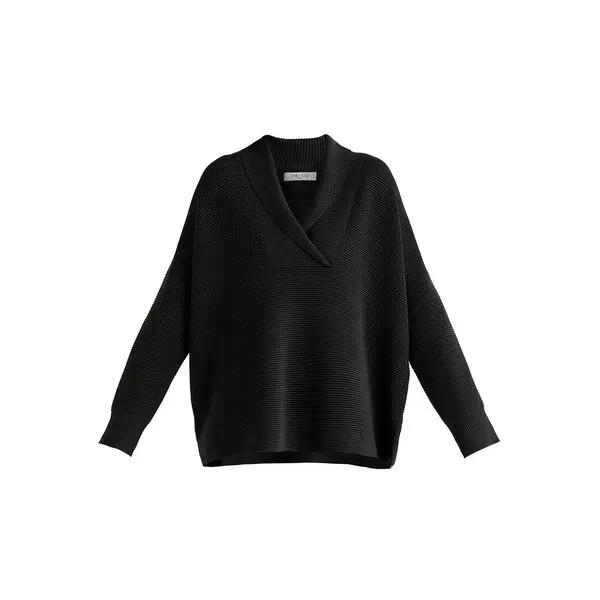 PAISIE Shawl Collar Ribbed Jumper - Black