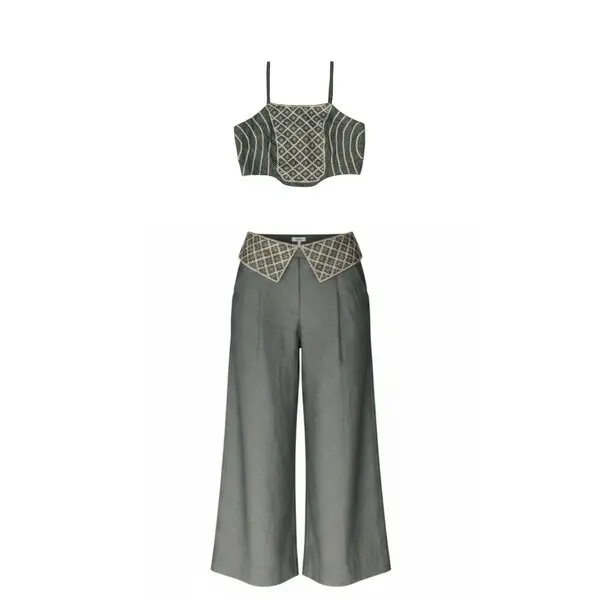 LUME The Sage Khadi Co-ord Set - Green