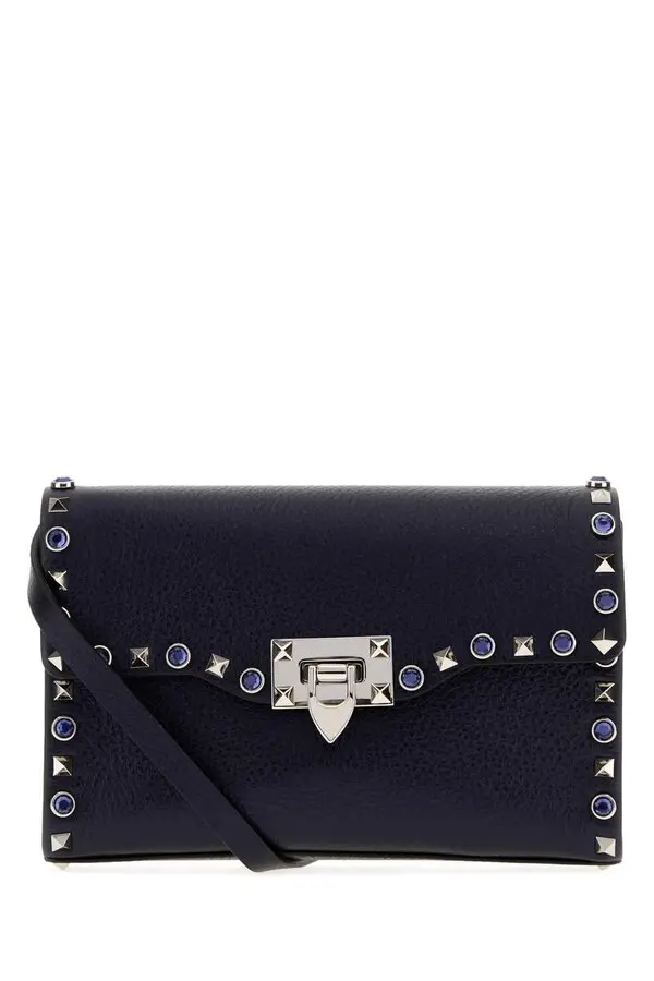 Valentino Garavani Navy Leather Rockstud Crossbody Bag - Blue