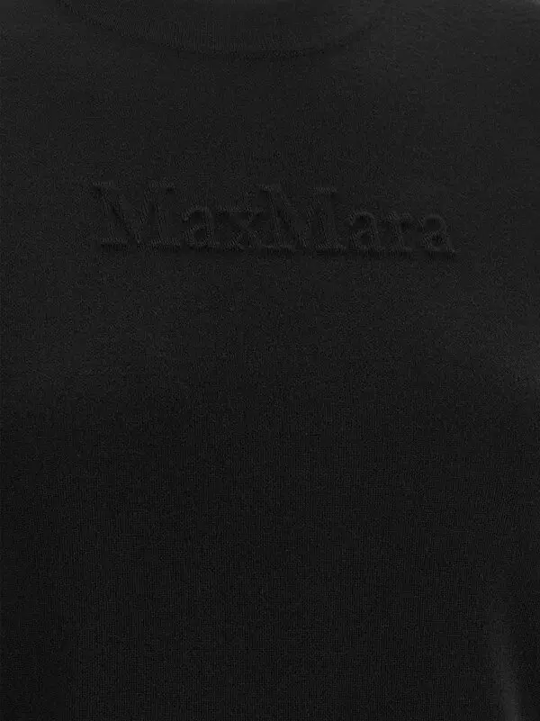 Max Mara Manto' Sweater With Embossed Logo - Black