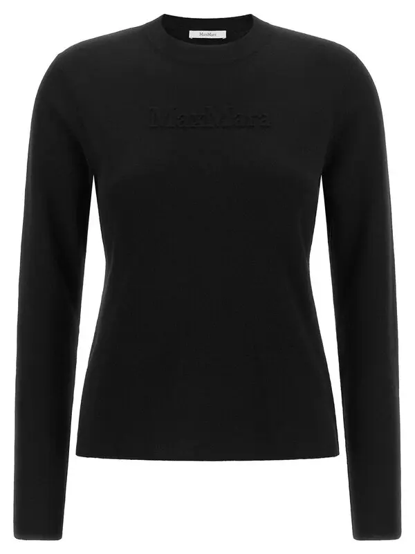 Max Mara Manto' Sweater With Embossed Logo - Black