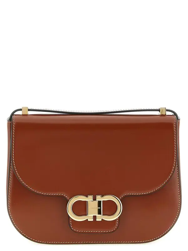 FERRAGAMO Double Gancini' Closure Shoulder Bag
