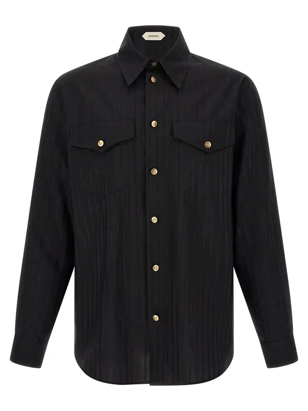 Versace Jacquard Silk Shirt - Black