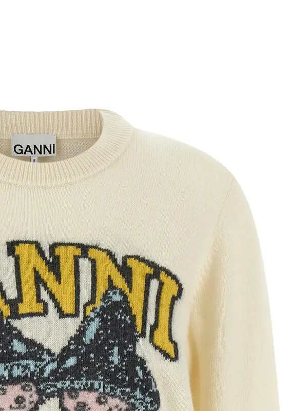 GANNI Sweater With Intarsia - White