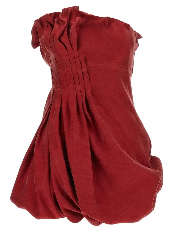 Magda Butrym Asymmetrical Dress With Pleats - Red
