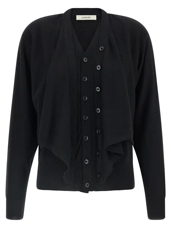 LEMAIRE Trompe L'oeil Construction Cardigan - Black