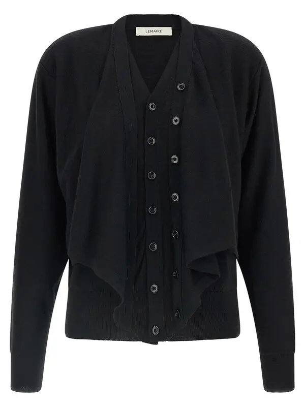 LEMAIRE Trompe L'oeil Construction Cardigan - Black