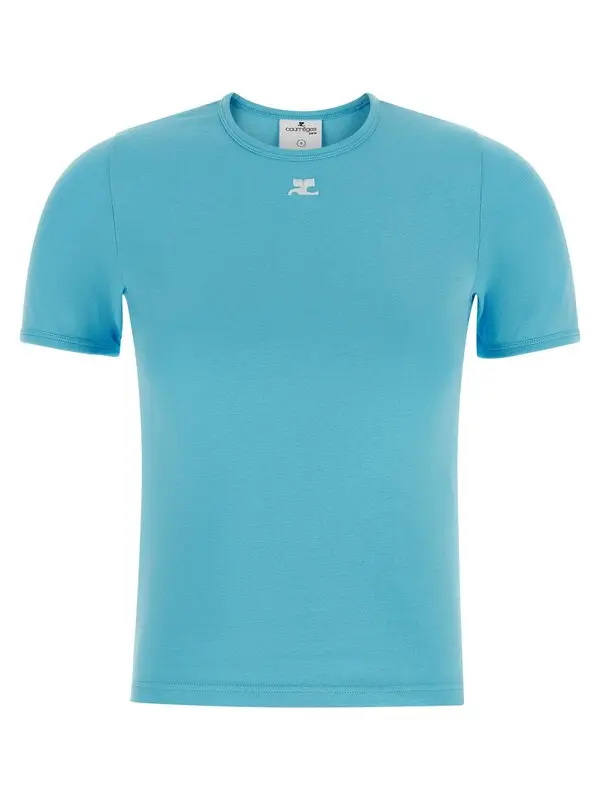 COURREGES Signature Contrast' T-shirt - Blue