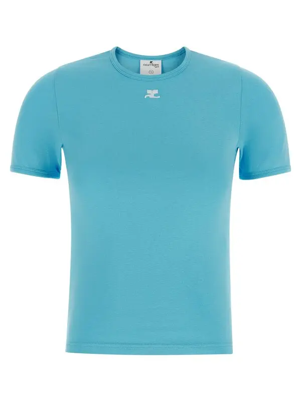 COURREGES Signature Contrast' T-shirt - Blue