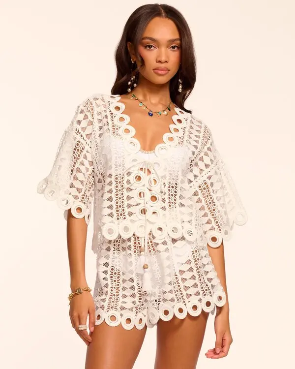 Ramy Brook Dottie Cotton Embroidered Coverup Top