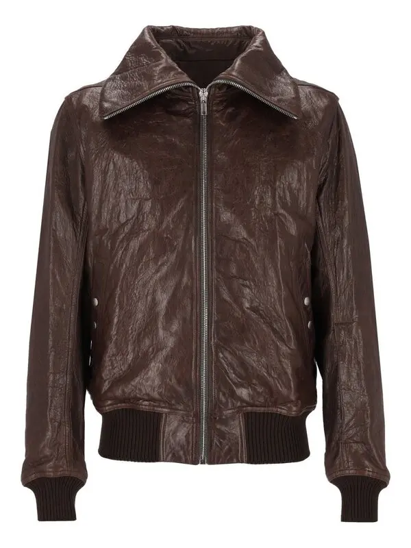 Rick Owens Dracuflight Leather Blouson Jacket - Brown