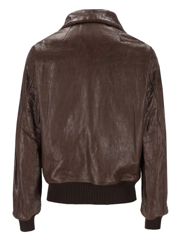 Rick Owens Dracuflight Leather Blouson Jacket - Brown