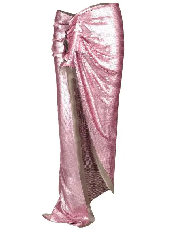 Rick Owens Long Skirt In Silk Chiffon With Sequins - Multicolor