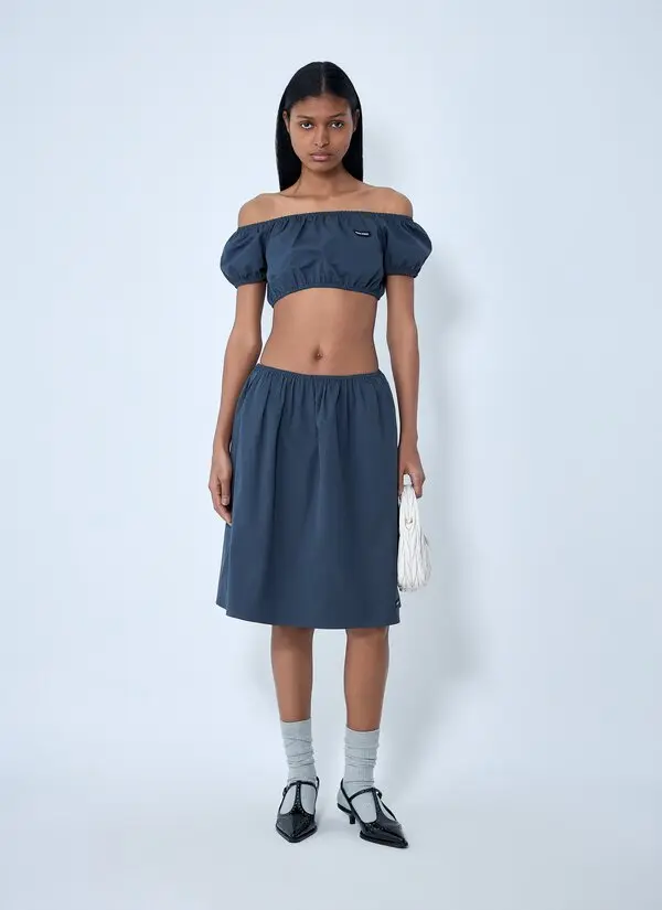 Miu Miu Elasticated Waist A-line Skirt - Gray