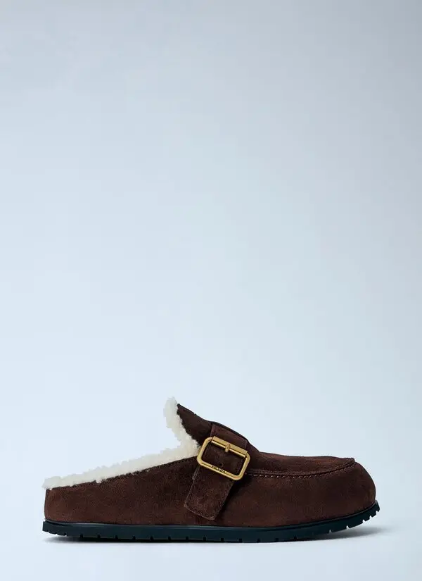 Prada Suede Mules - Brown