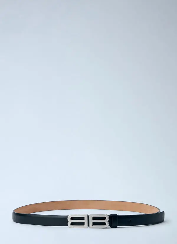 Balenciaga Metal Logo Buckle Leather Belt